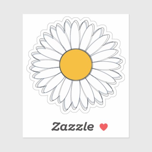 White and Yellow Daisy Graphic Sticker | Zazzle