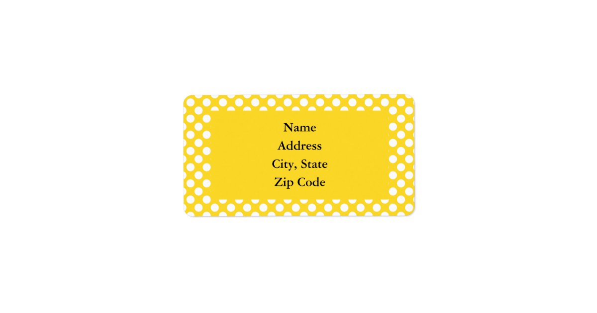 White and Yellow Polka Dot Label | Zazzle