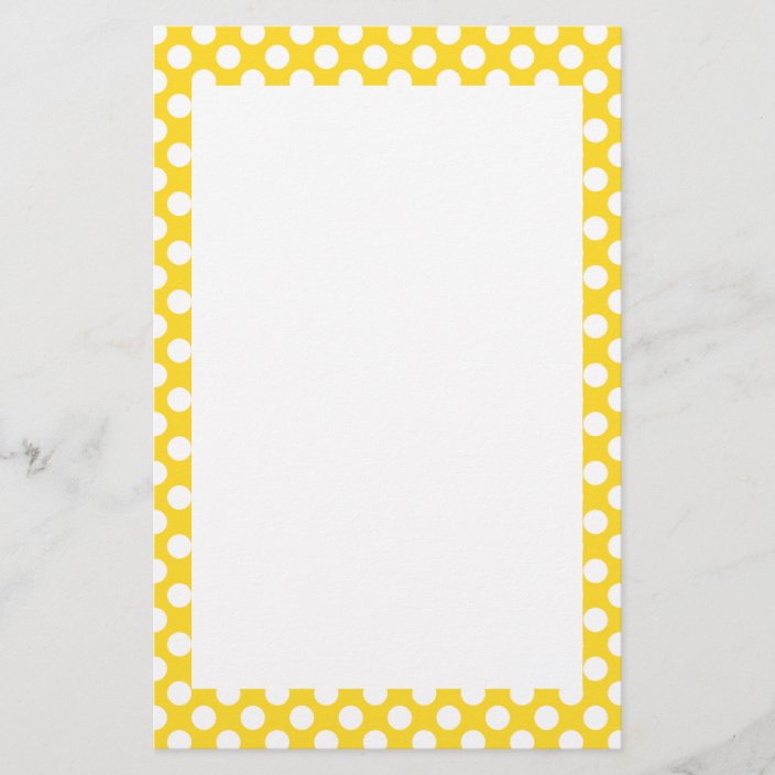 White and Yellow Polka Dot Stationery | Zazzle.com
