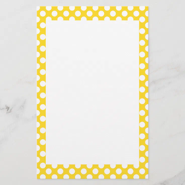 White and Yellow Polka Dot Stationery | Zazzle