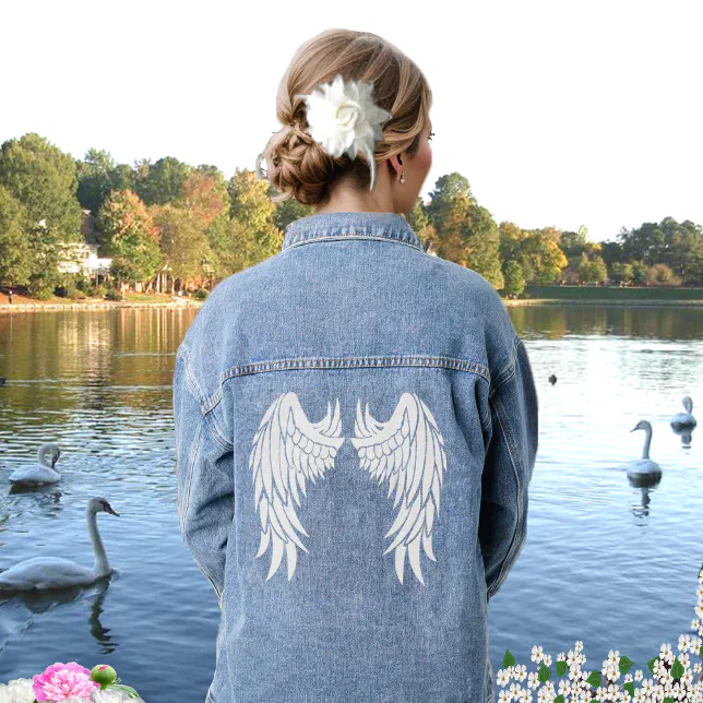 White Angel Wings Denim Jacket | Zazzle