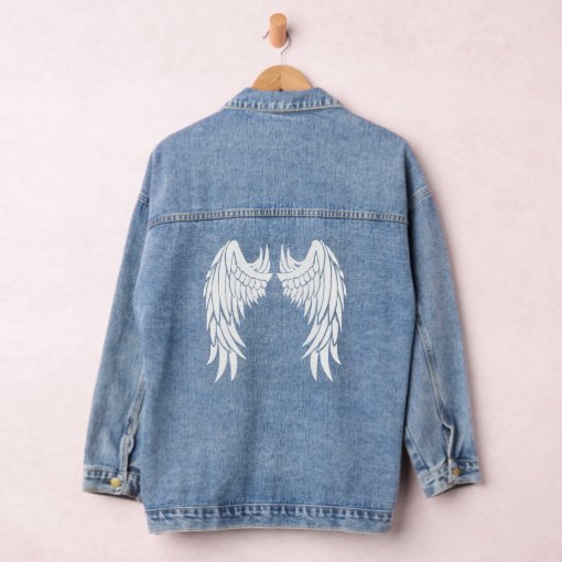 White Angel Wings Denim Jacket | Zazzle