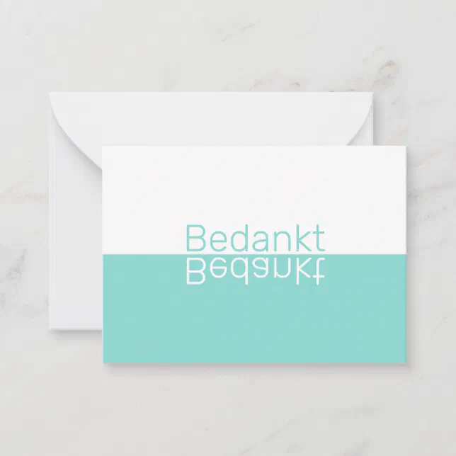White & Aqua Reflection Modern Dutch Thank You Note Card | Zazzle