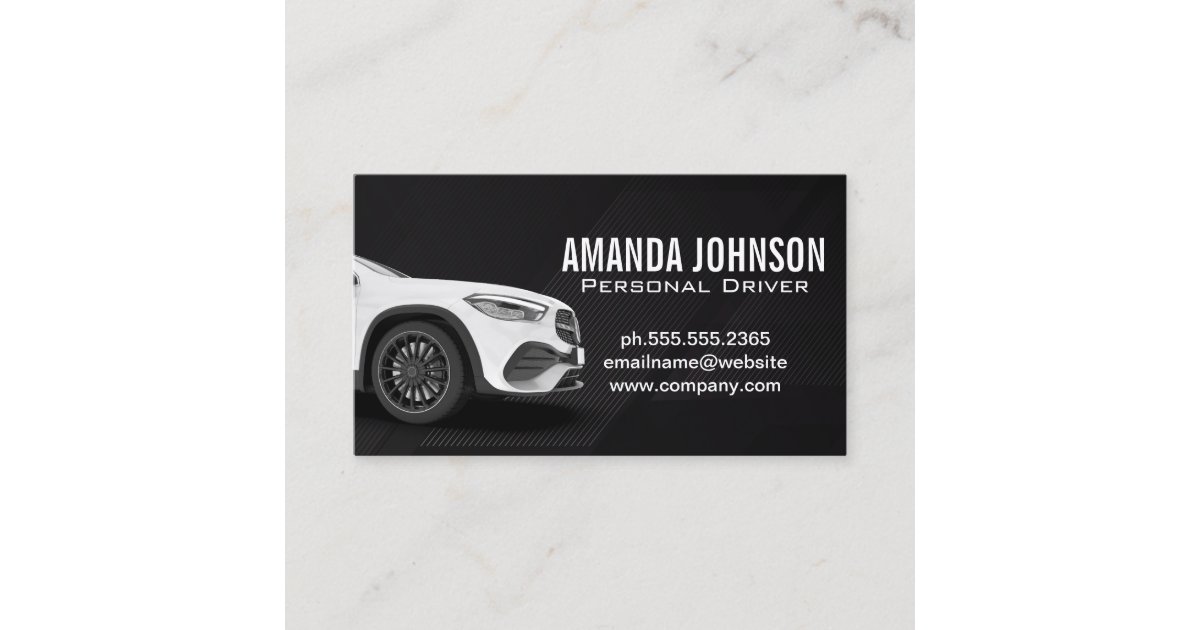 White Automobile | Driver Business Card | Zazzle