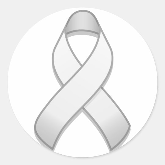 White Awareness Ribbon Round Sticker | Zazzle.com