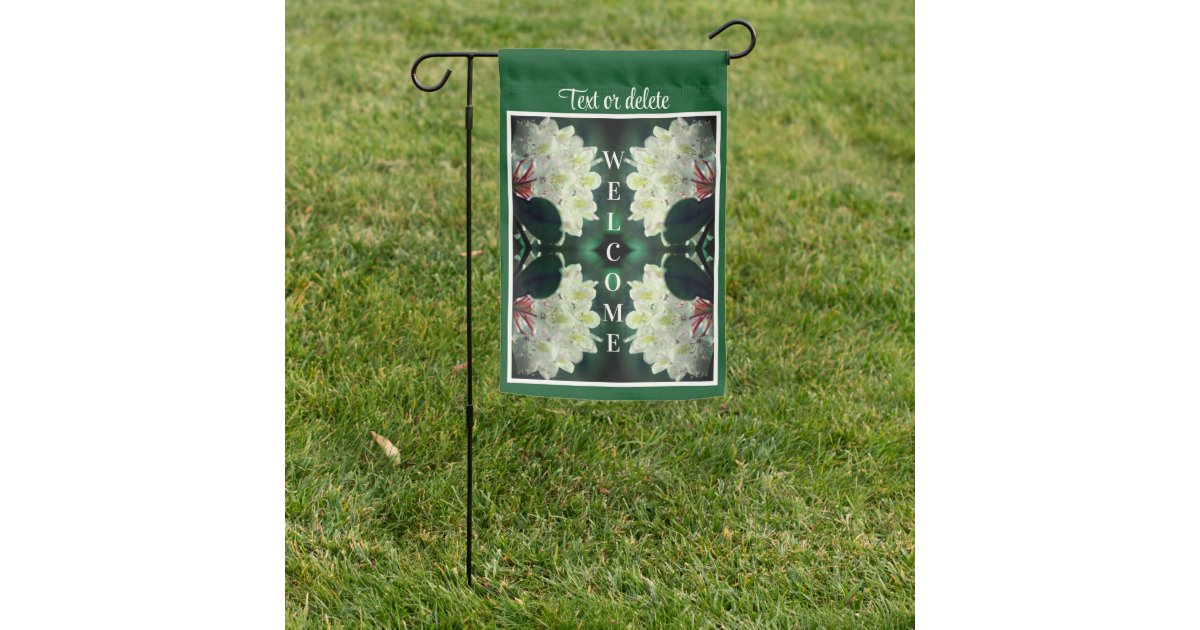 White Azalea Flower Raindrops Personalized Garden Flag | Zazzle