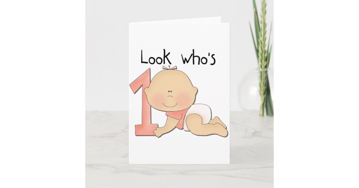 White Baby Girl 1st Birthday Tshirts and Gifts Card | Zazzle