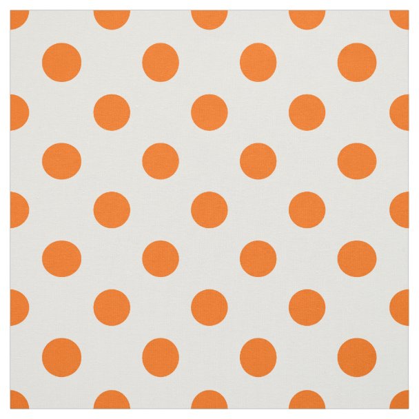 Large Polka Dots - Orange on White Fabric | Zazzle