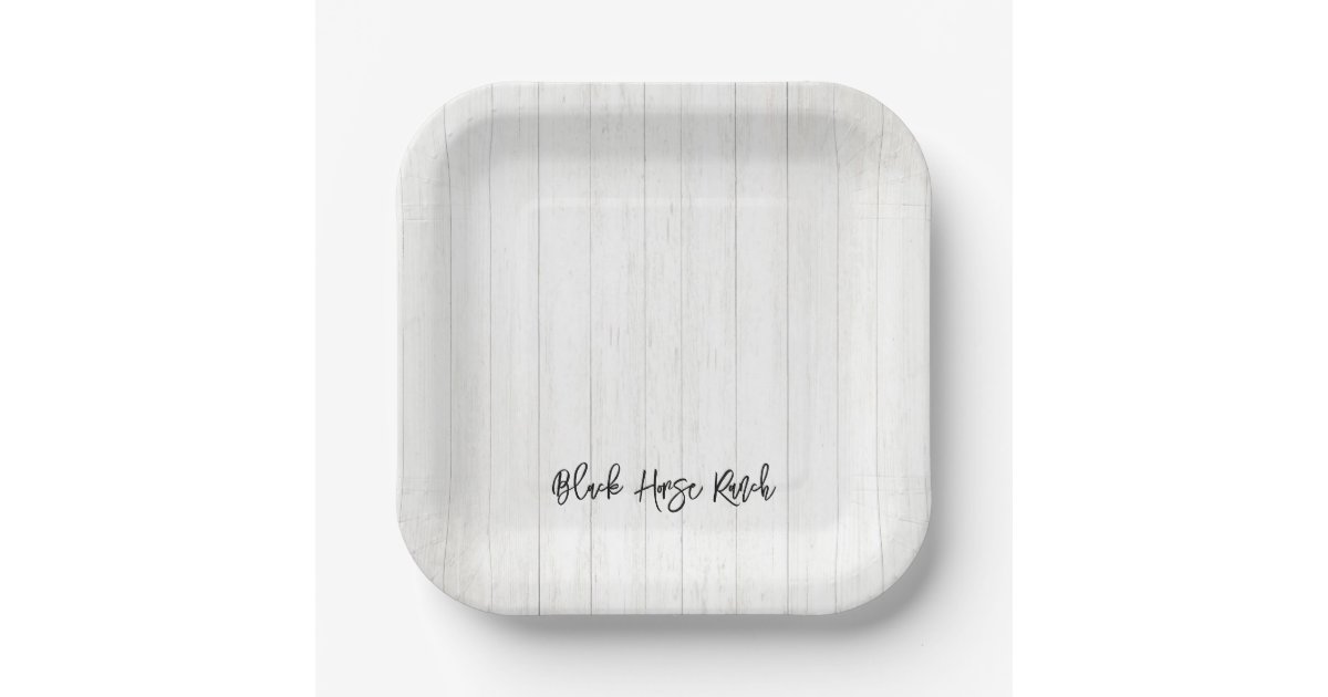 White Barn Wood Rustic Cowboy Ranch NAME Paper Plates | Zazzle