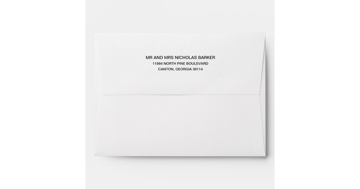 White Basic Classic Return Address Back Flap Envelope | Zazzle