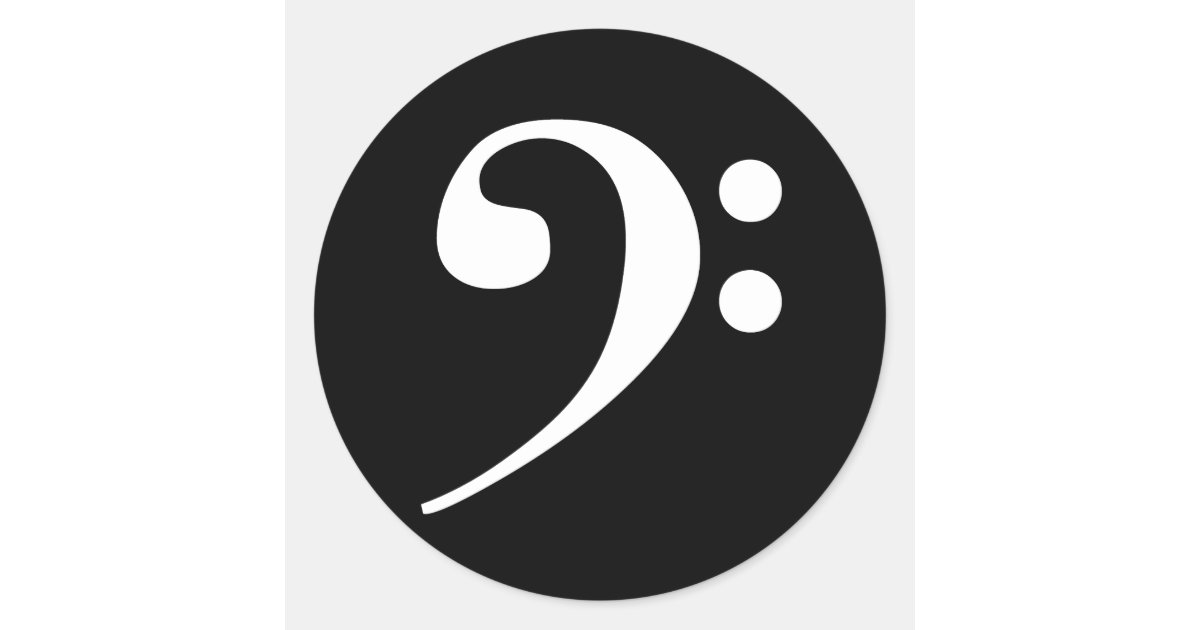 White Bass Clef Classic Round Sticker Zazzle