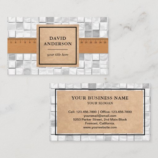 White Bathroom Kitchen Flooring Tiles Installer Business Card | Zazzle