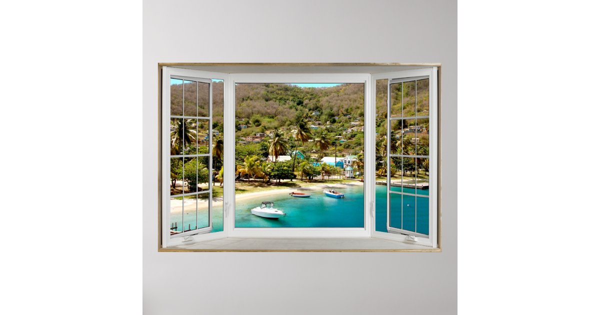 White Bay Window Illusion Caribbean Poster | Zazzle