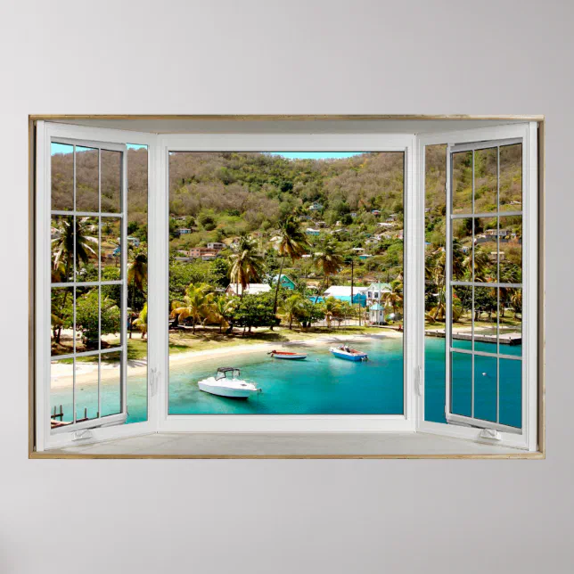 White Bay Window Illusion Caribbean Poster | Zazzle