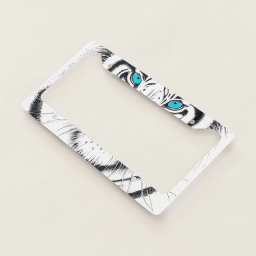 White Bengal Tiger Ink Art License Plate Frame | Zazzle