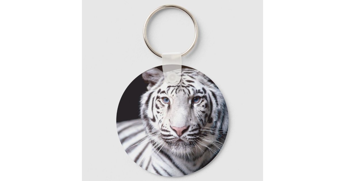 White Bengal Tiger Keychain | Zazzle