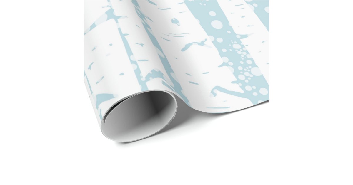 White Birch on Blue Wrapping Paper | Zazzle