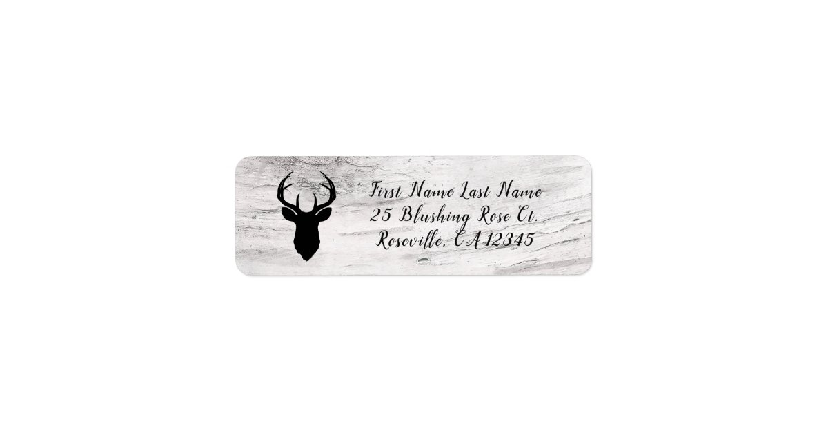 White Birch Rustic Country Farmhouse Deer Antlers Label | Zazzle