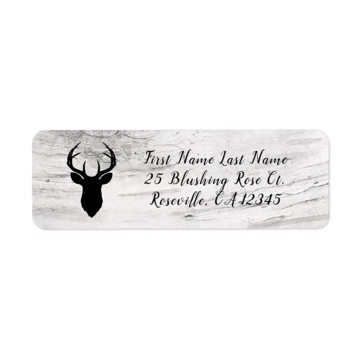 White Birch Rustic Country Farmhouse Deer Antlers Label | Zazzle