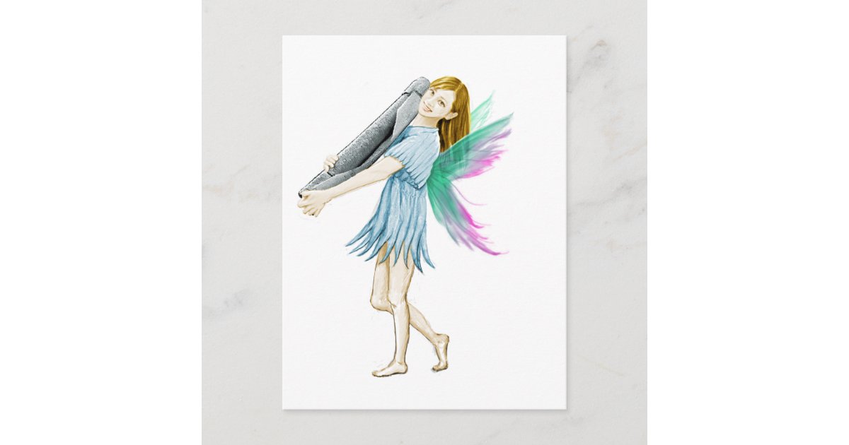White Birch Tree Fairy Carrying Bark Postcard | Zazzle