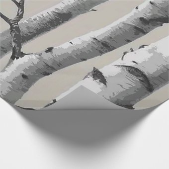 White Birch Tree Trunks on Beige Wrapping Paper | Zazzle