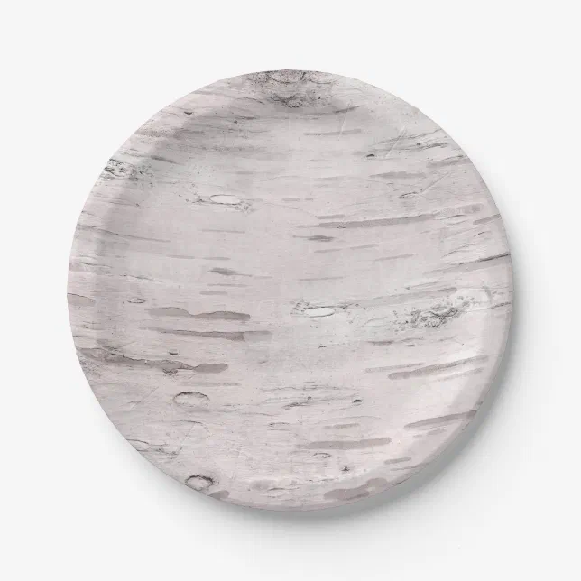 White Birch Tree Wood Rustic Barn Wedding Party Paper Plates | Zazzle