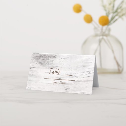 White Birch Wood Rustic Barn Wedding Table Seat Place Card | Zazzle