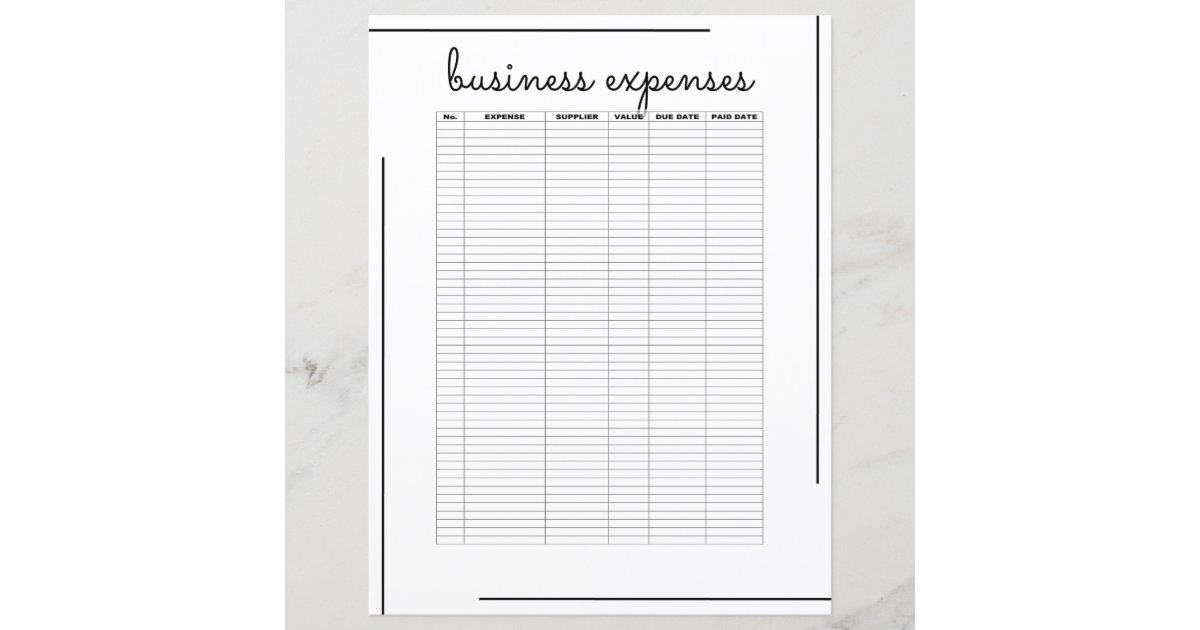 White Black Border Script Logo Business Expenses | Zazzle