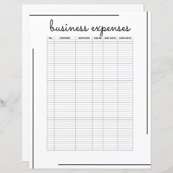 White Black Border Script Logo Business Expenses | Zazzle