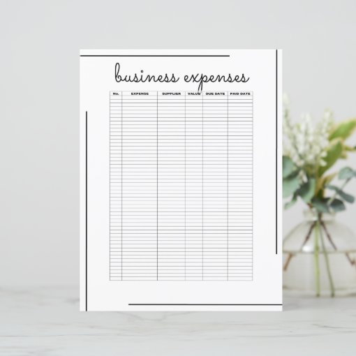 White Black Border Script Logo Business Expenses | Zazzle