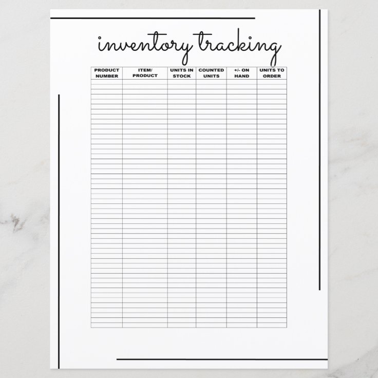 White Black Border Script Logo Inventory Tracking | Zazzle