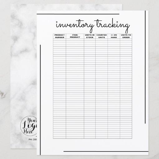White Black Border Script Logo Inventory Tracking | Zazzle