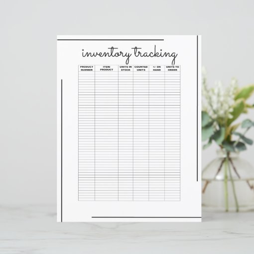 White Black Border Script Logo Inventory Tracking | Zazzle