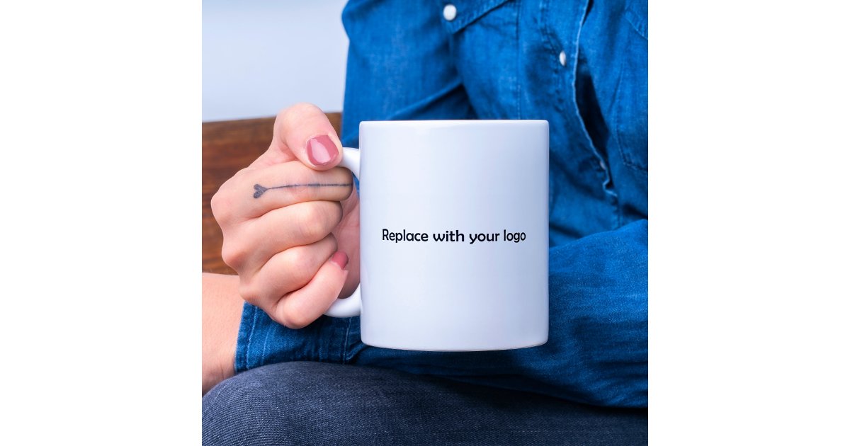 White black business logo rectangular coffee mug | Zazzle