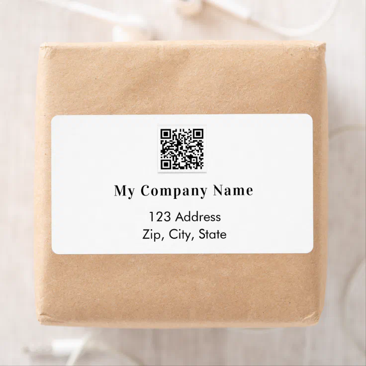 White black business qr code return address label | Zazzle