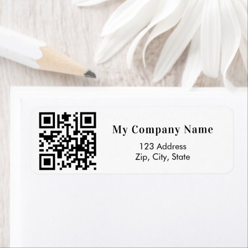 White black business qr code return address label | Zazzle
