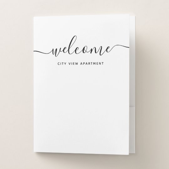 White & Black Calligraphy Rental Property Welcome Pocket Folder ...