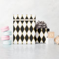 White Black Golden Harlequin Christmas Holiday Wrapping Paper | Zazzle