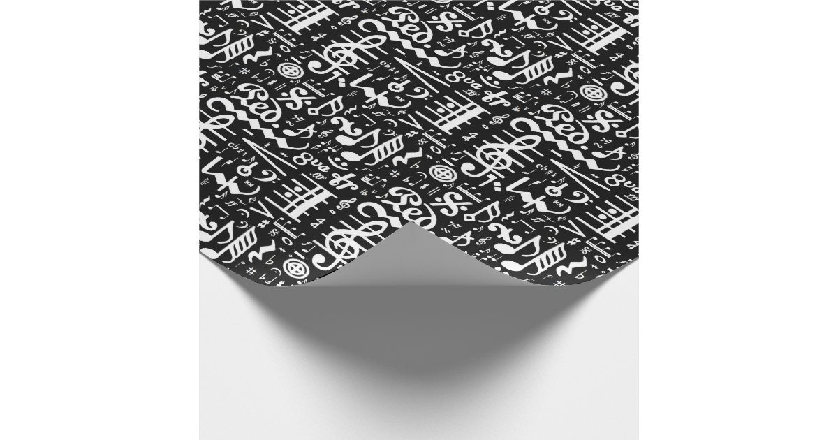 White Black Musical Notes Wrapping Paper | Zazzle