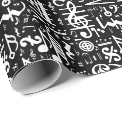 White Black Musical Notes Wrapping Paper | Zazzle