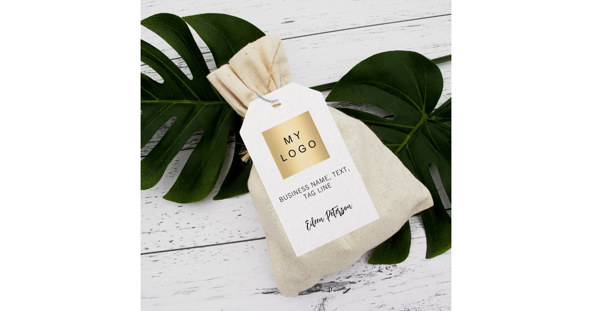 White black name signature business logo hang tag | Zazzle