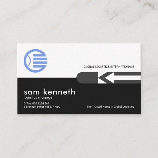 White Black Retro Columns Grey Arrows Logistics Business Card | Zazzle.com