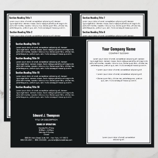 White Black Simple Border Brochure | Zazzle