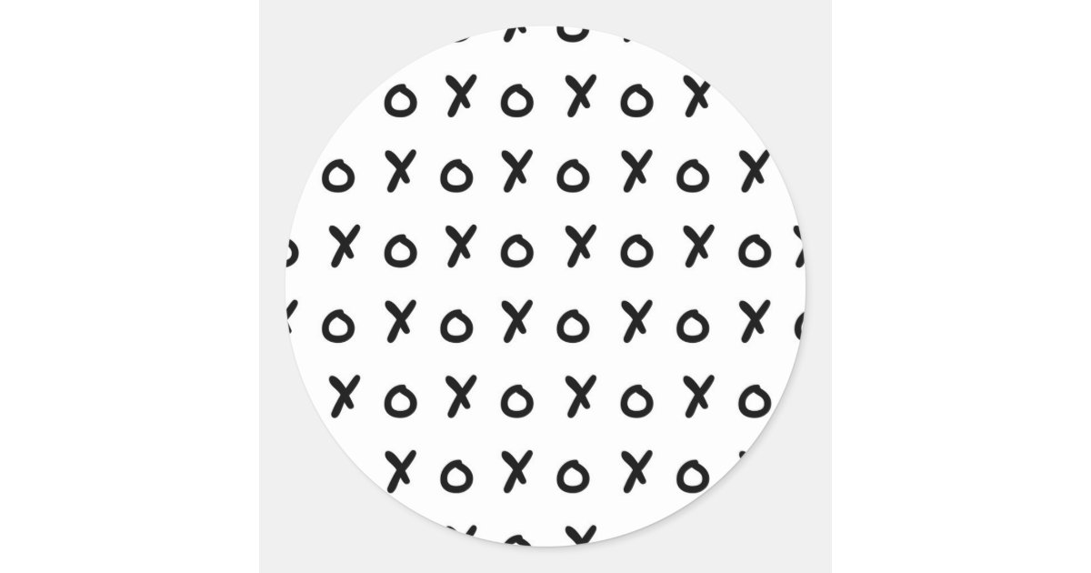 White & Black X O XO X&O's Trendy Cute Classic Round Sticker | Zazzle