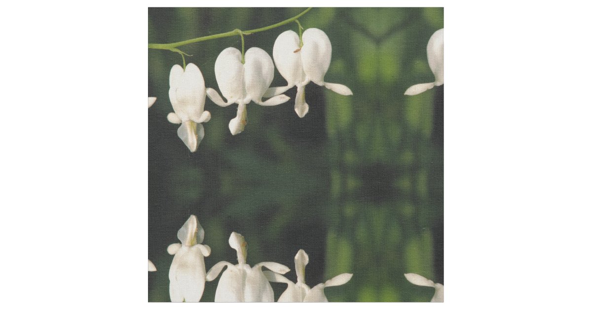 White Bleeding Heart Fabric | Zazzle