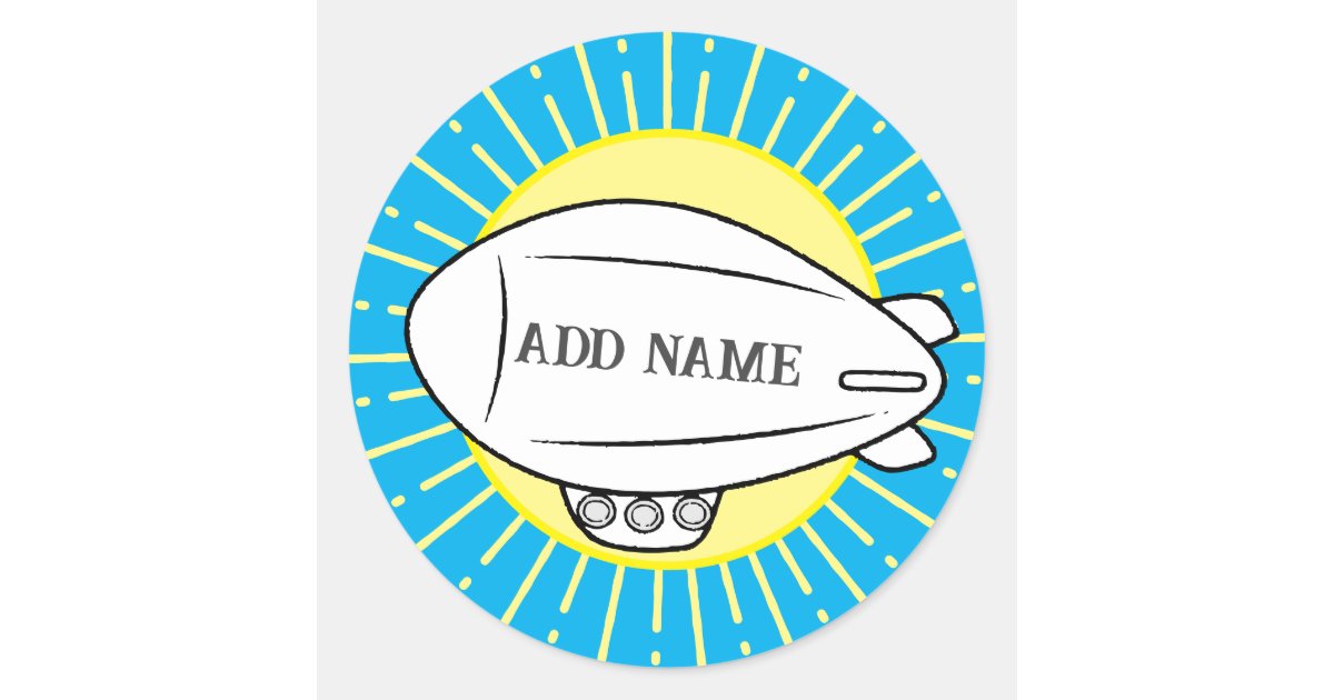 White Blimp Balloon Custom Classic Round Sticker | Zazzle