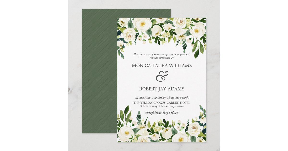 White Bloom | White Flowers rustic wedding Invitation | Zazzle