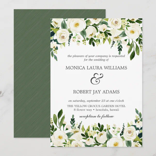 White Bloom | White Flowers rustic wedding Invitation | Zazzle