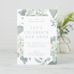 White Blossom Flower Photo University Grad Invitation | Zazzle