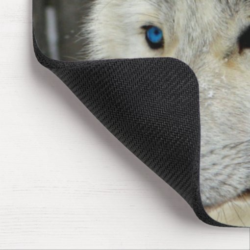 White Blue Eyed Snow Arctic Wolf Mouse Pad | Zazzle